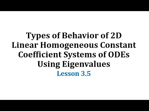 (3.5) Types of Behavior of 2D Linear Homogeneous Const Coefficient Systems of ODEs Using ...