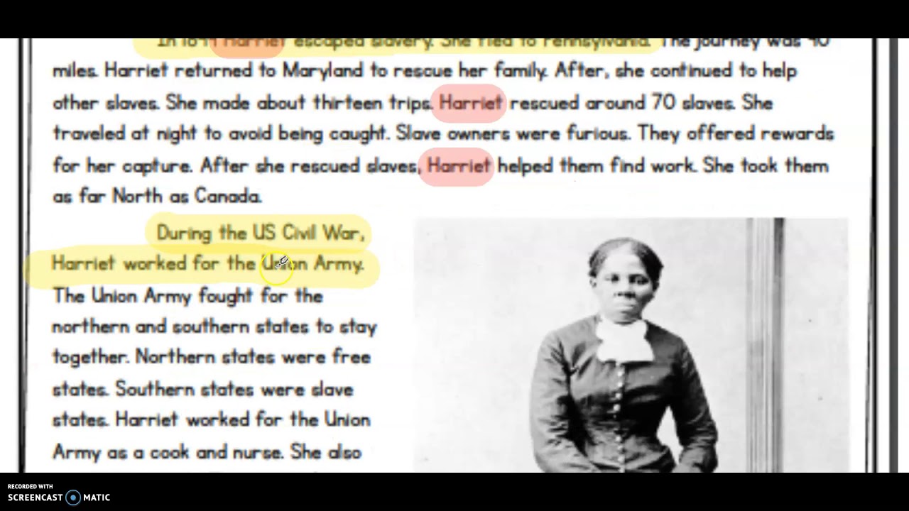 Reading Skill: Harriet Tubman (Main Idea) - YouTube
