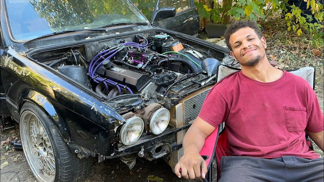 Bmw e30 Small block chevy swap episode 8 engine start up! - YouTube
