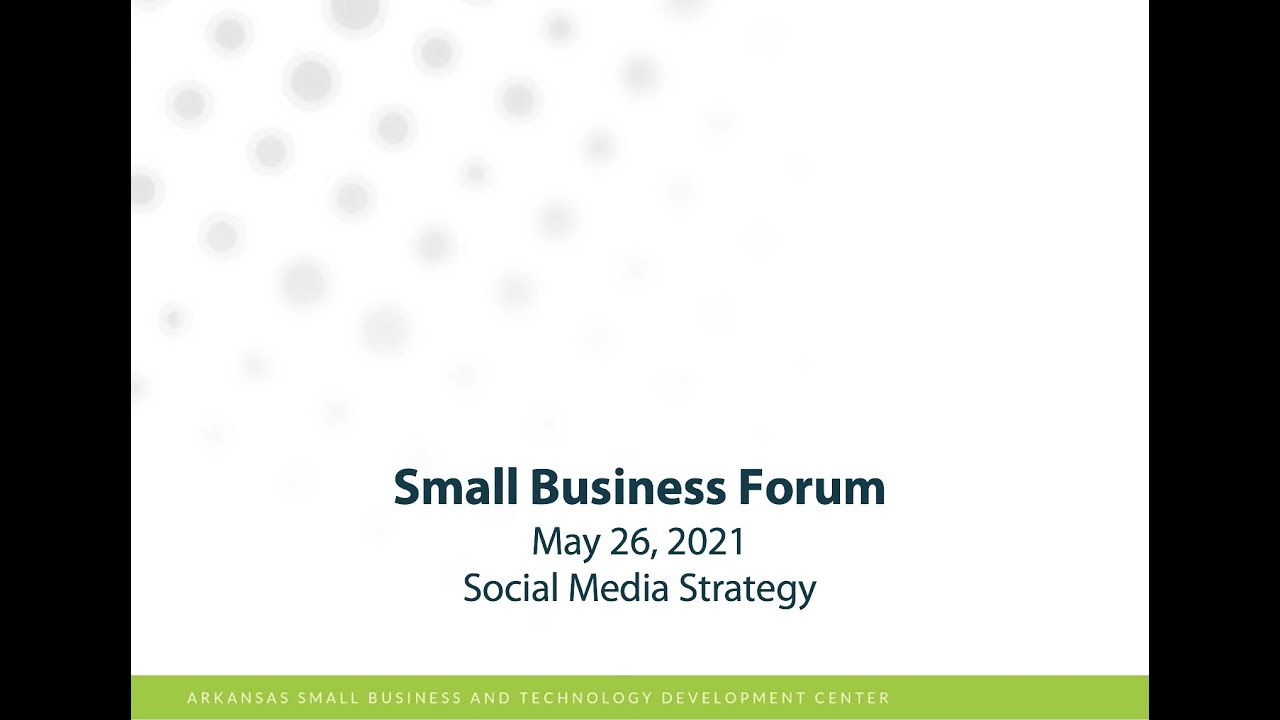 Small Business Forum: Social Media Strategy - YouTube