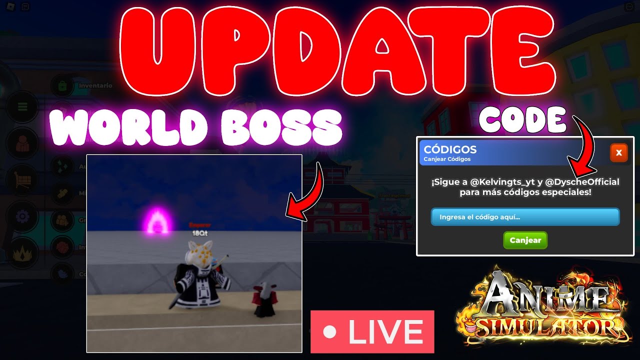 🔴ESPERANDO LA UPDATE DE ANIME SIMULATOR CODES ROBLOX *WORLD BOSS* BOSS ...