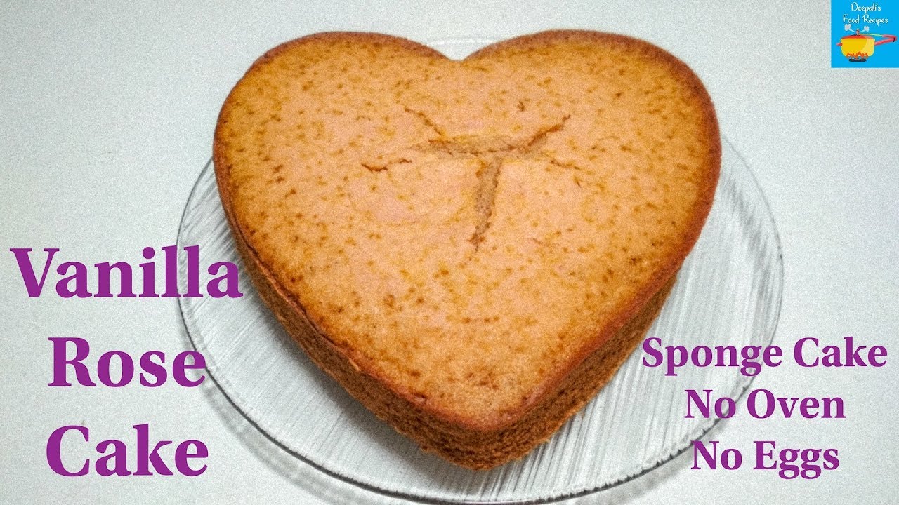Vanilla Rose Cake | Sponge Cake Recipe In Cooker | Heart Shaped Cake ...