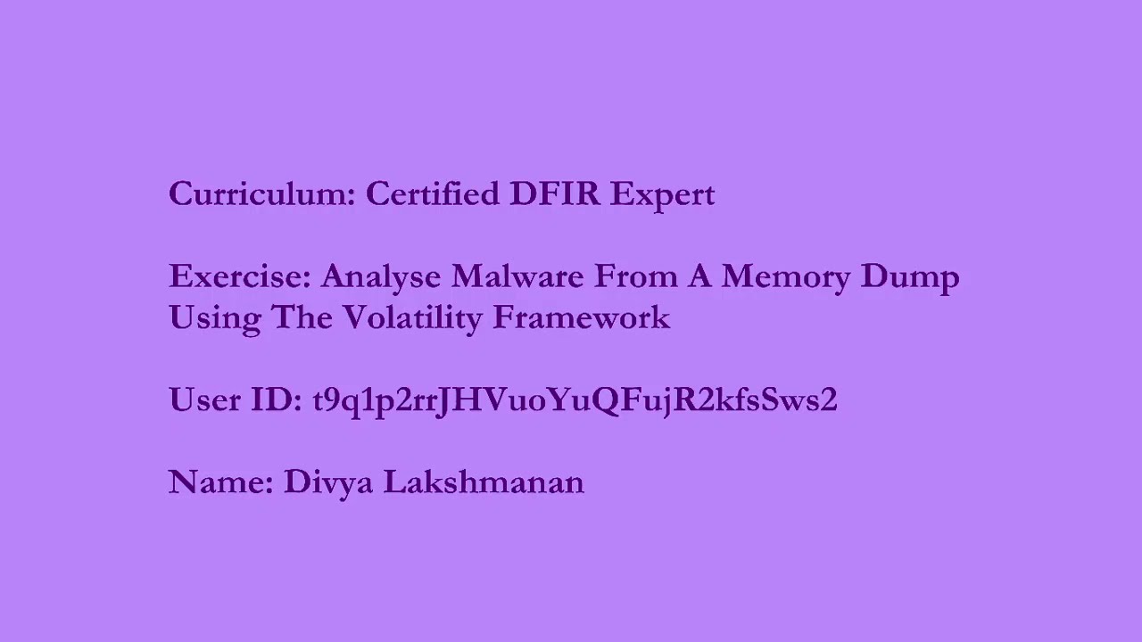 Analyze Malware From A Memory Dump Using The Volatility Framework Youtube