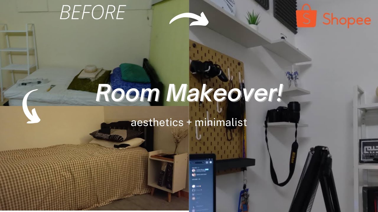 Room makeover malaysia || aesthetic , simple room , minimalist (shopee ...