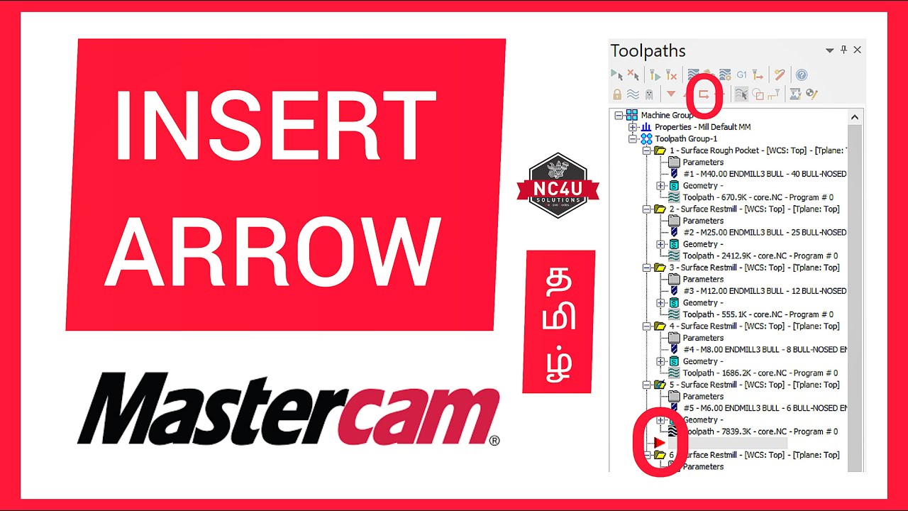 How to Insert Arrow Easily in Mastercam -5 Axis தமிழில் -CNC Training ...