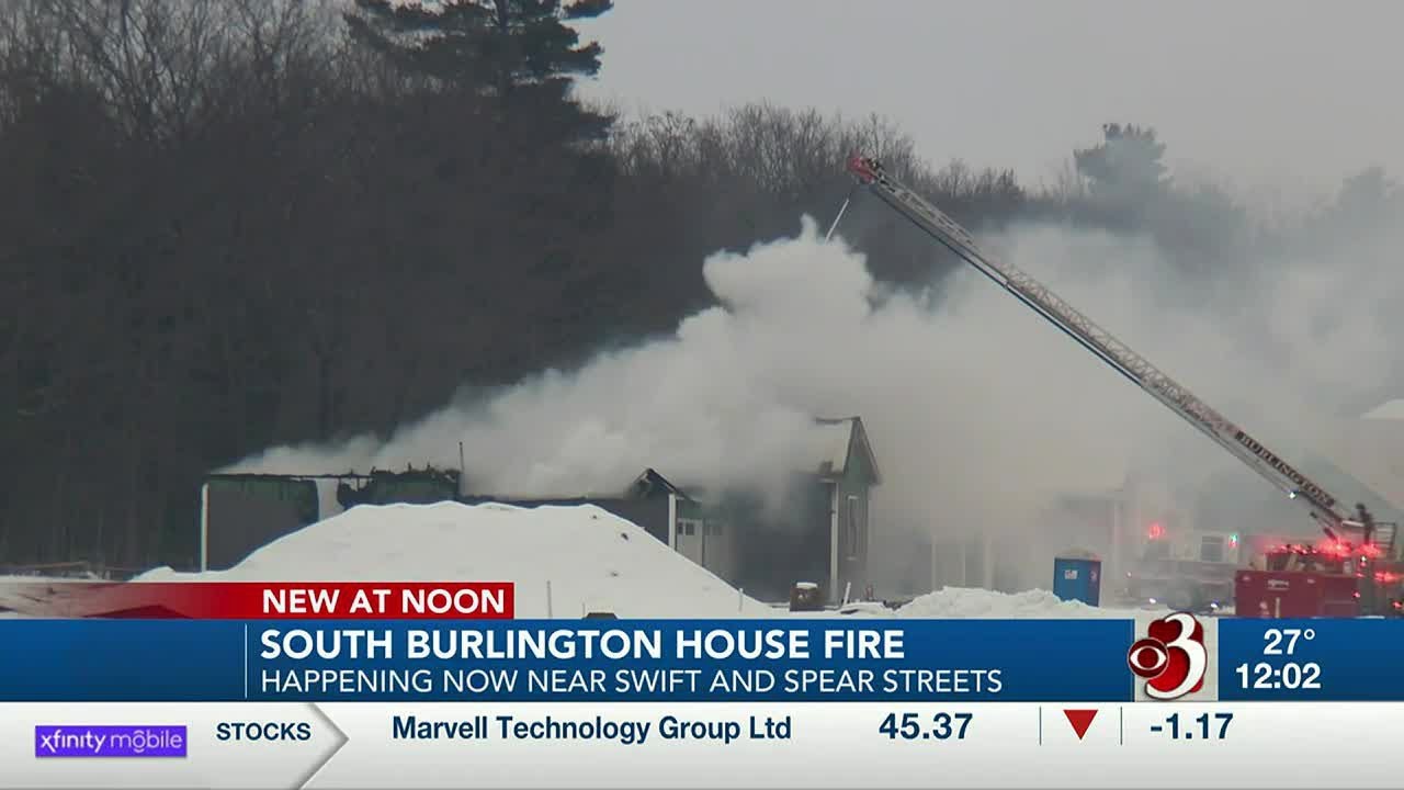 Crews battle South Burlington house fire - YouTube
