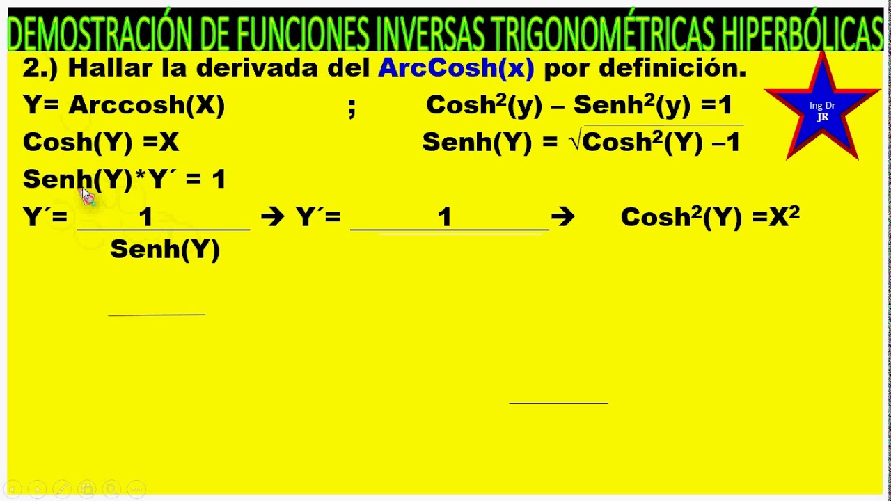 ARCO COSENO HIPERBÓLICO DERIVADA DEMO2 - YouTube