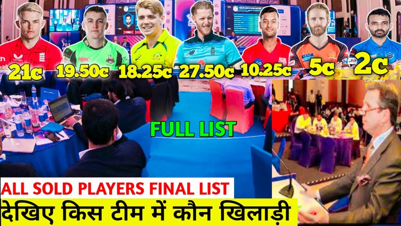 IPL Auction 2023 All Sold players Final List| IPL 2023 All Sold players ...