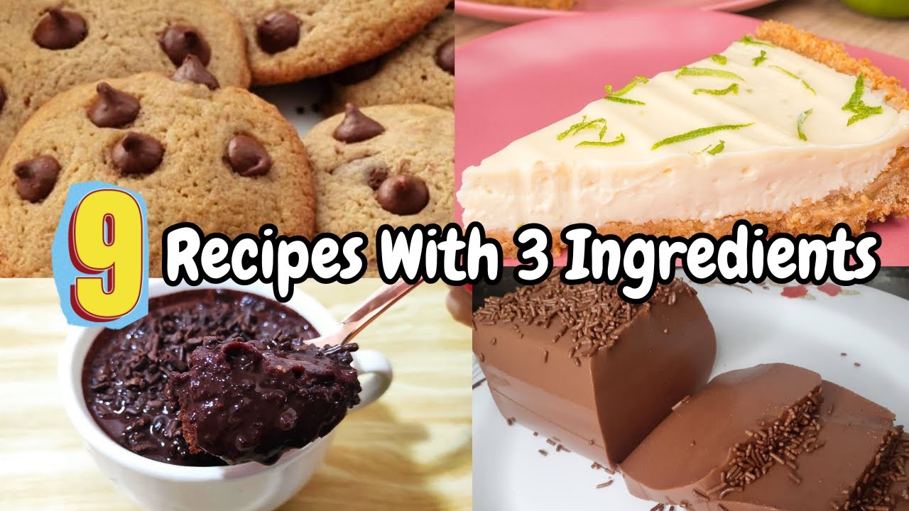9 Easy recipes with 3 ingredients! Mug cake, Chocolate chip cookies ...