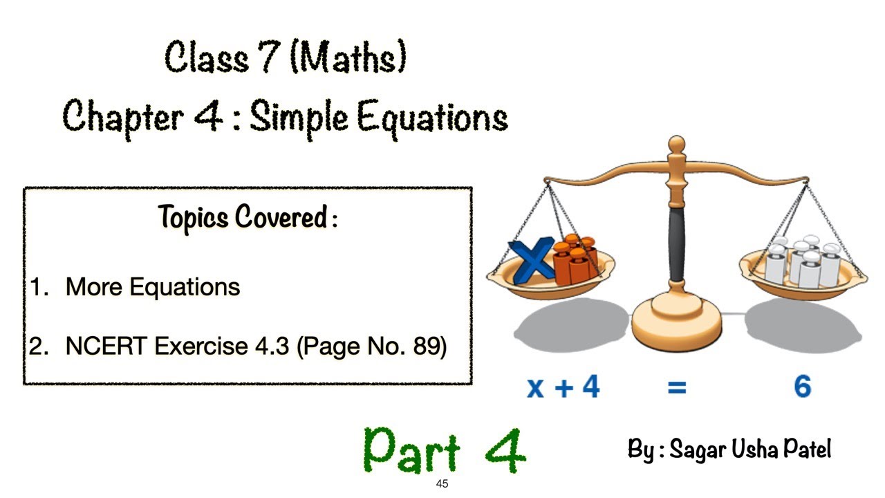 CBSE (NCERT) - Class 7 - Maths - Simple Equations - Part 4 - YouTube