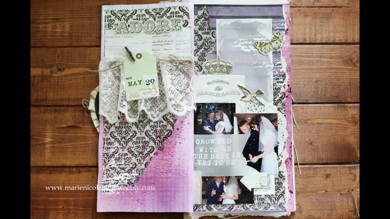 Recollections Mixed Media Journal- Wedding Themed Page - YouTube