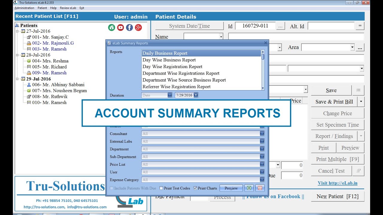 eLab - Advanced accounts summary/Business summary reports - YouTube