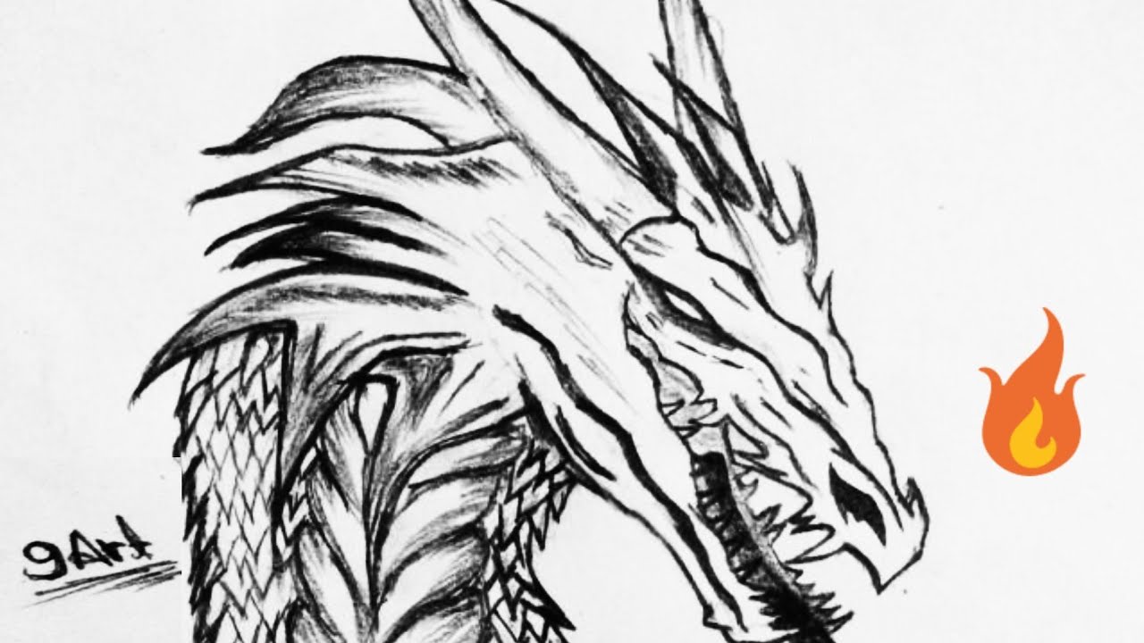 DRAWING A DRAGON : Step by step with shading creation with in 4 minutes ...