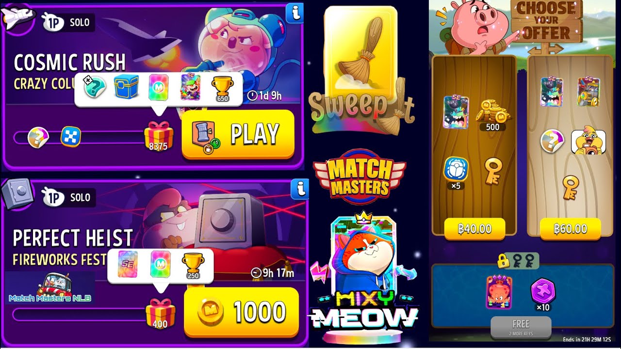 Cosmic Rush Crazy Columns Blow'EM Up 8,375/Perfect Heist FIREWORKS ...