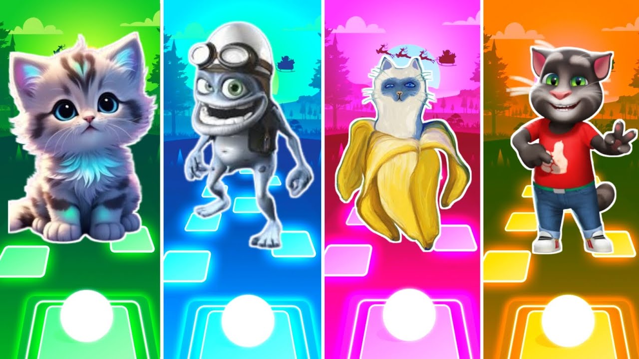 Cute cat baby 🆚 Banana cat 🆚 Crazy frog 🆚 Talking tom -Tiles Hop Best ...