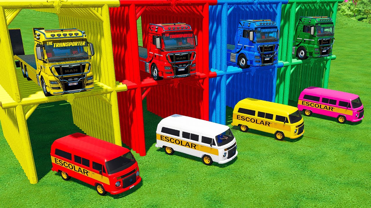 TRANSPORTING MINI SCHOOL BUSES WITH MAN TRUCKS - Farming Simulator 22 ...