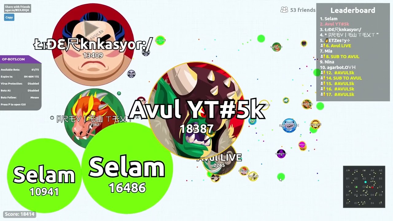 AGAR.IO SERVER TAKEOVER WITH BOTS #1302 || OP-BOTS.COM - YouTube