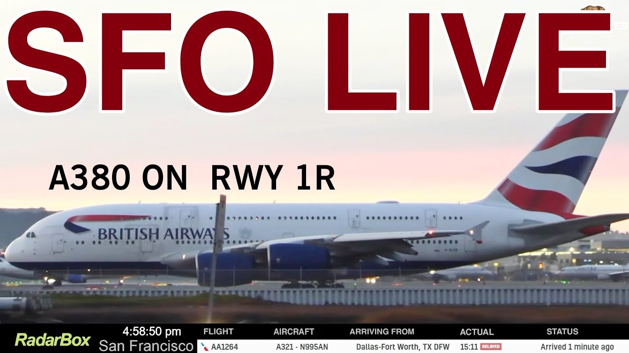 SFO PLANESPOTTING | BRITISH A380 DEPARTS RUNWAY 1R FROM SAN FRANCISCO ...