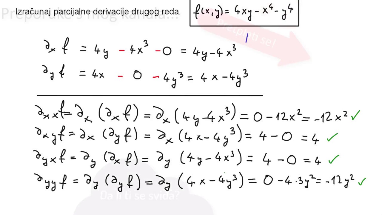 Parcijalne derivacije 2. reda PRIMJER - YouTube