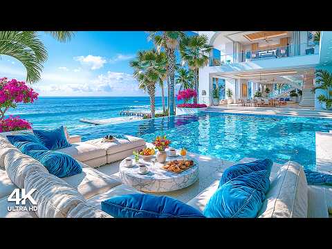 Summer Beach Jazz at Luxury Villa Ambience 🌊 Relaxing Bossa Nova Music & Ocean Sounds to Work, Study
