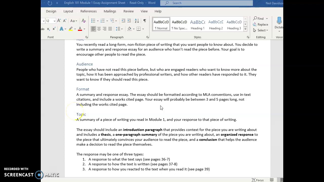 Module 1 Essay - YouTube