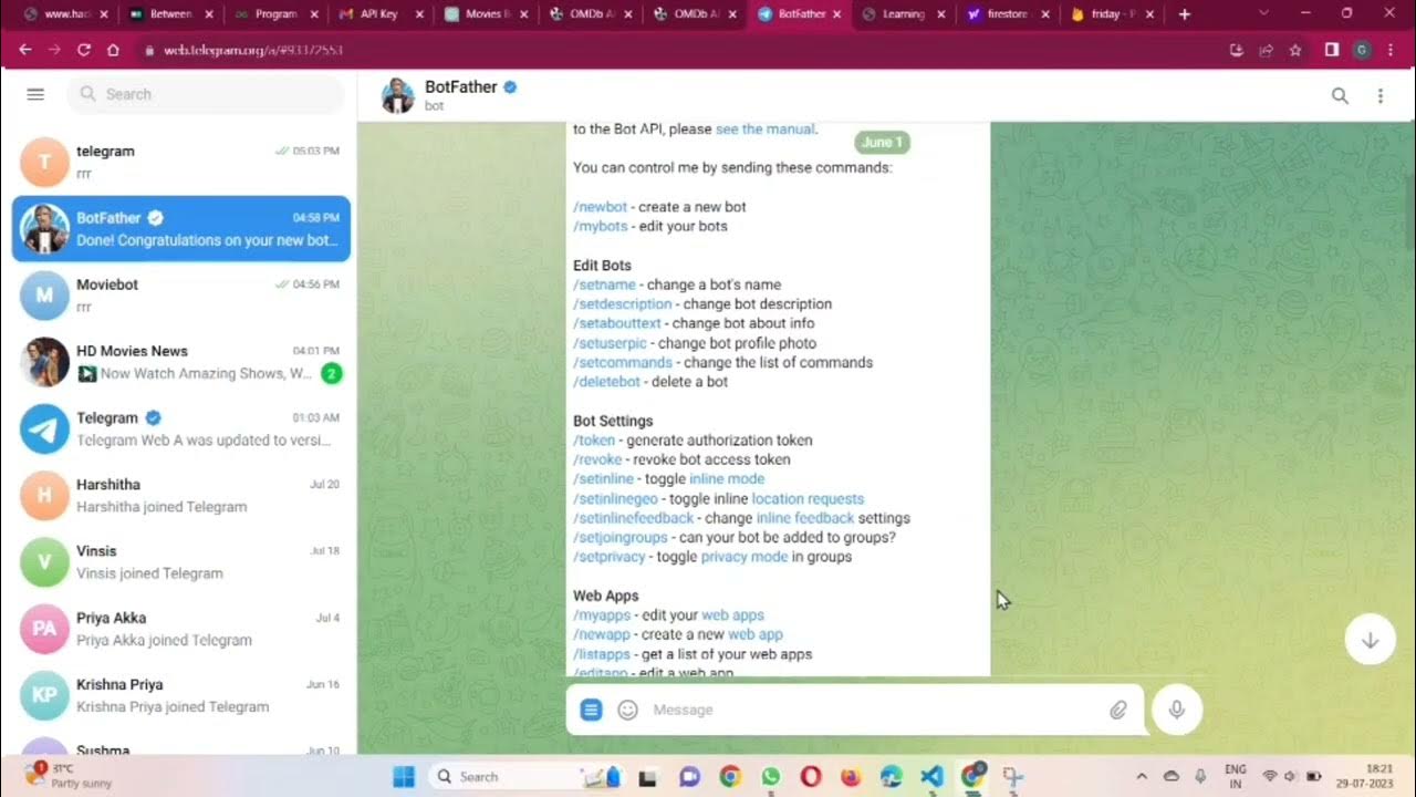 Telegram chatbot on Movies using node js and firestore Database - YouTube