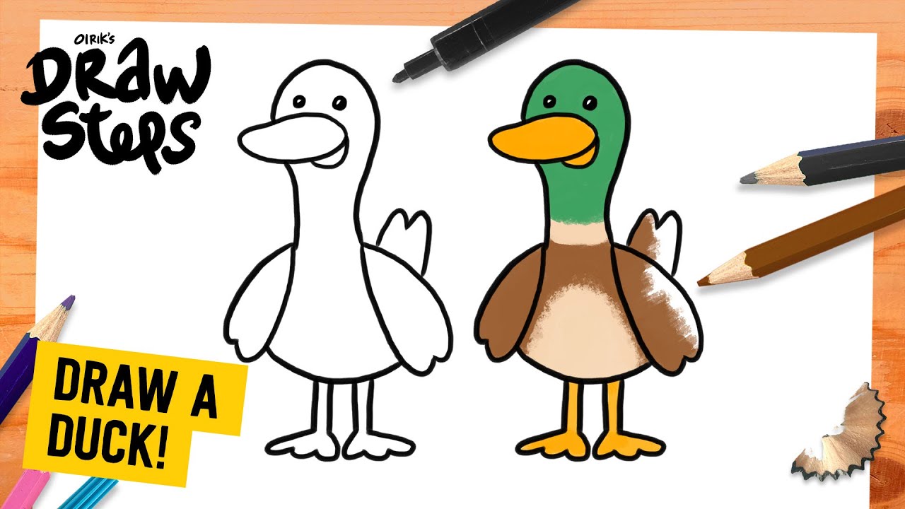 How to draw a DUCK (easy step by step) - YouTube