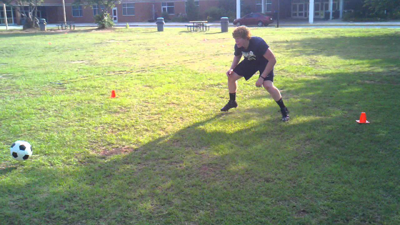 Football Drills - Lateral Shuffle w/ Soccer Ball - YouTube