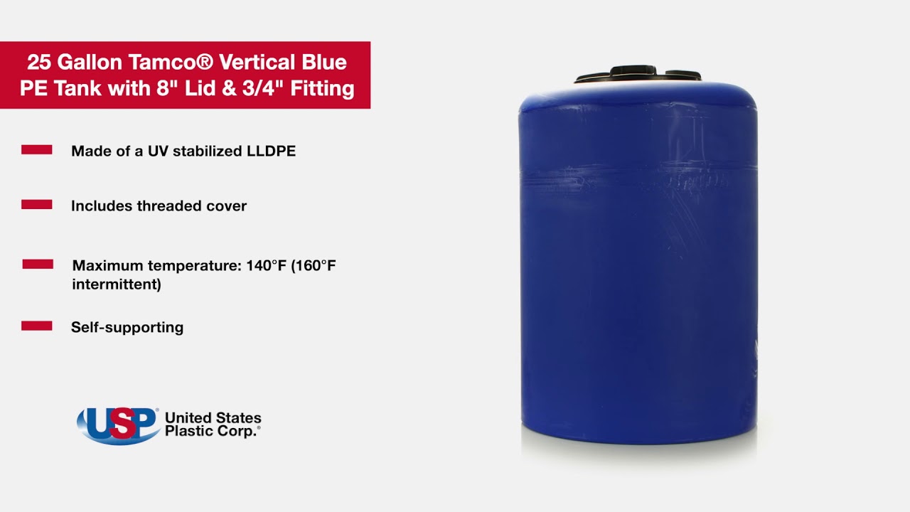 25 Gallon Tamco® Vertical Blue PE Tank - 8" Lid | U.S. Plastic ...