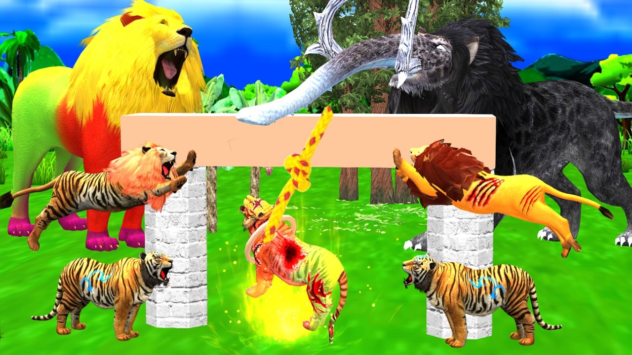 विशाल चीता और सफेद शेर का बाग से बदला| Sher wala Cartoon|Animals ...