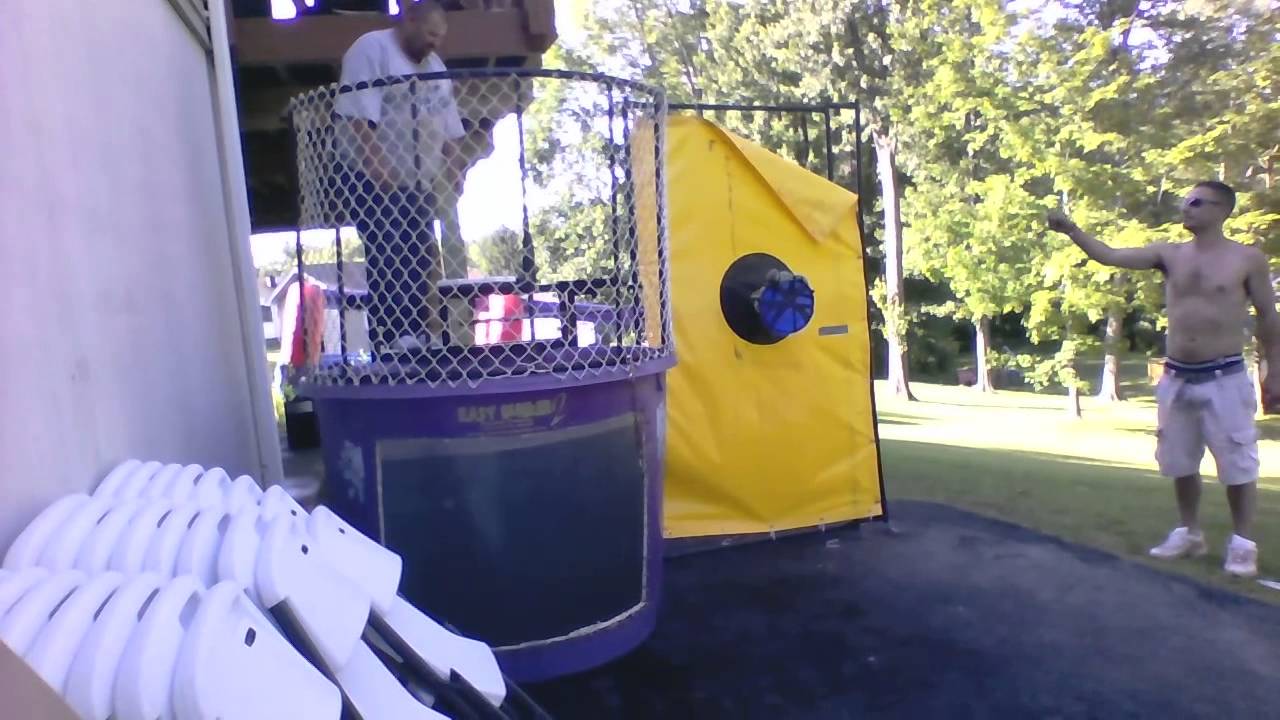 fat man in dunking booth - YouTube