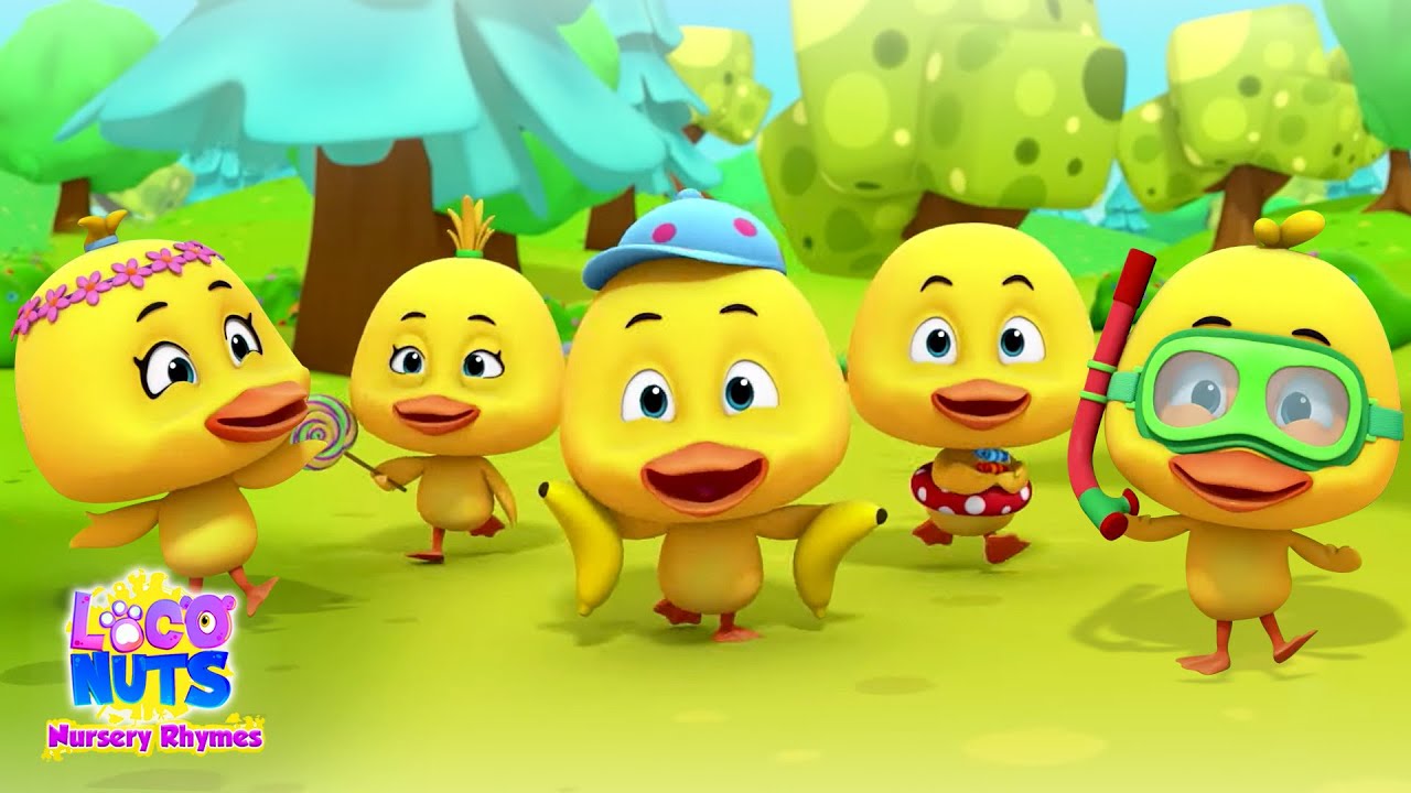 Five Little Ducks Went Swimming One Day | Duck Song | Swimming Song ...