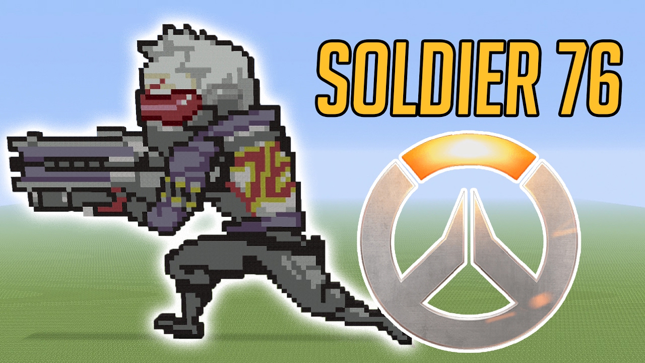 Minecraft Pixel Art Speed Build Overwatch Soldier 76 - YouTube