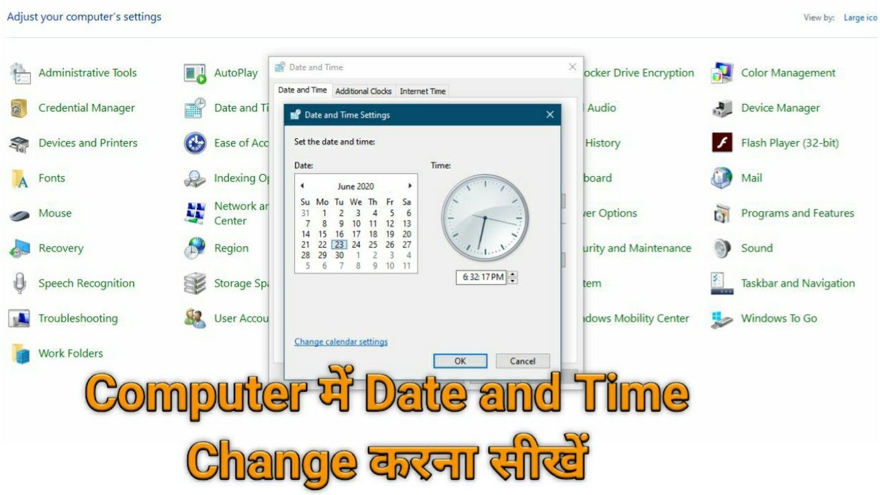 computer me date and time kaise set kare | How to Change Date and Time ...