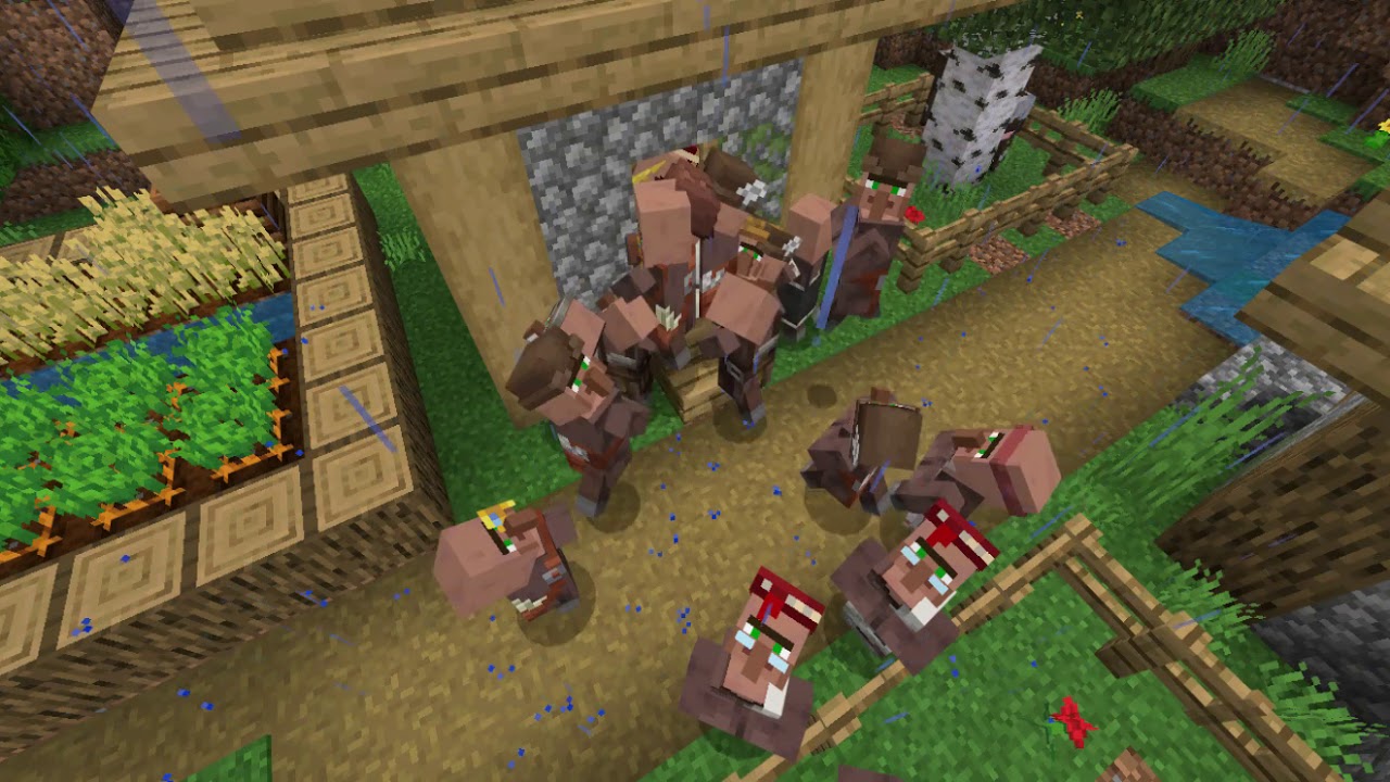 A lot of villagers try to go in the same house - YouTube