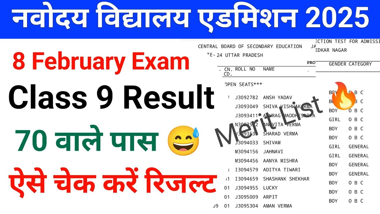 jnv cut off 2025 class 9 | jnv class 9 result date & cut off marks ...