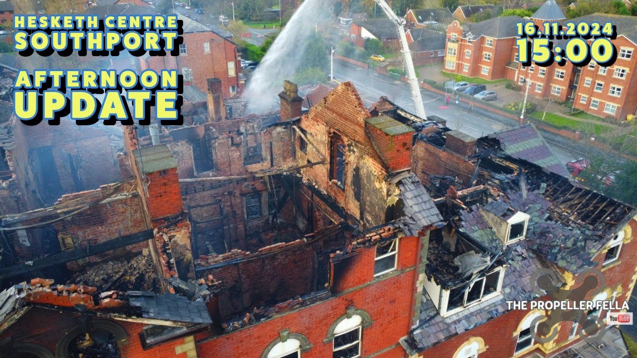 Hesketh Centre Fire Update - 15:00 Smoke & Steam Cleared - YouTube