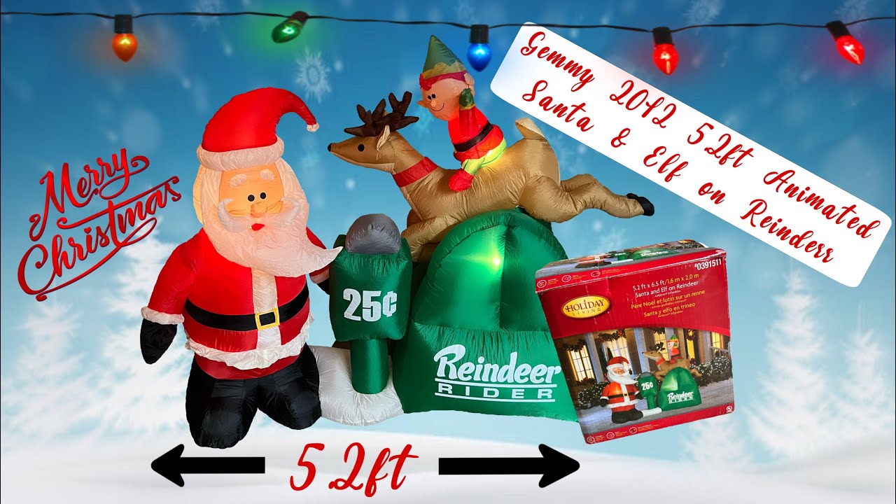 Gemmy 2012 5.2ft long Animated Reindeer rider Christmas Airblown ...