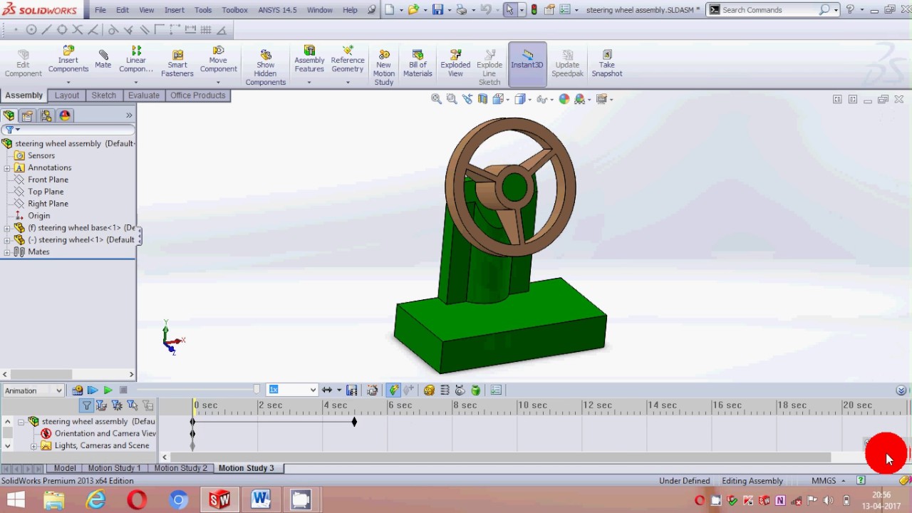 solidworks steering wheel animation - YouTube