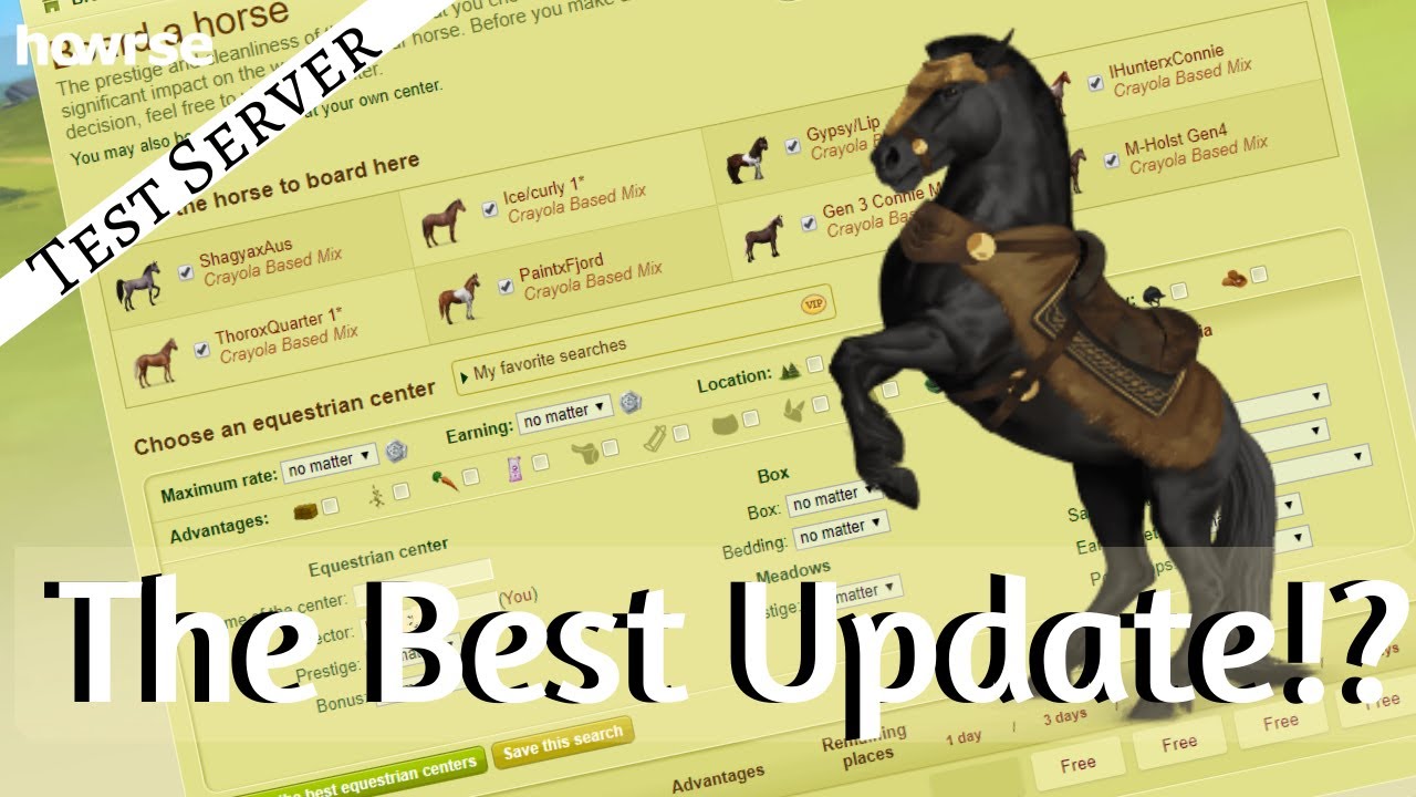 The Best Update?!-Howrse Test Server(Preprod) - YouTube