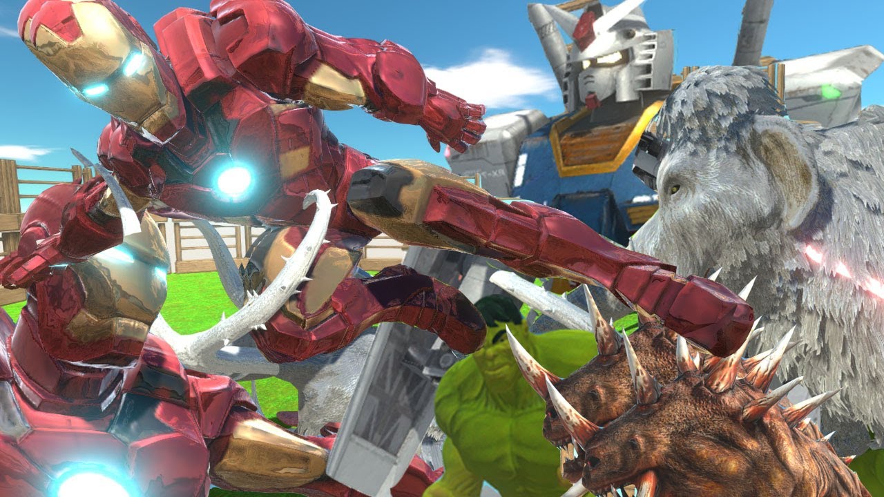 Mammoth Giant Elephant vs Iron Man, Hulk & Giant RobotEpic Wild Super ...