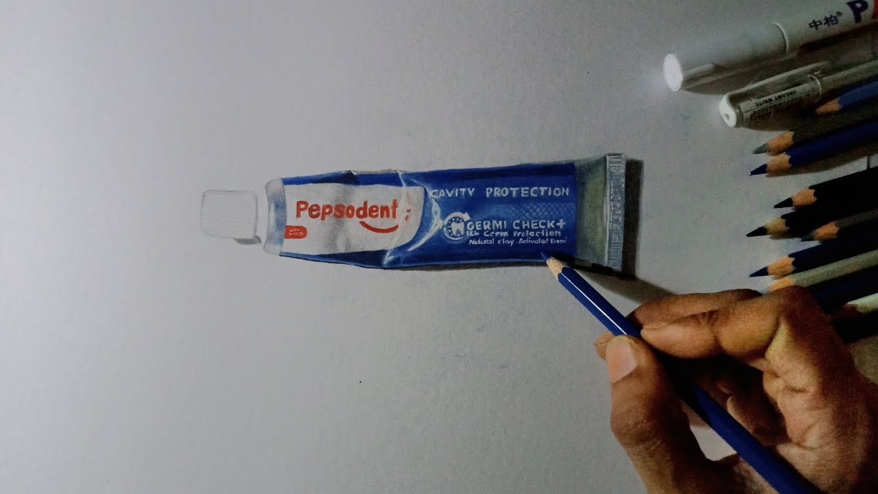 Hyper realistic drawing (Pepsodent) || 3D color pencil drawing - YouTube