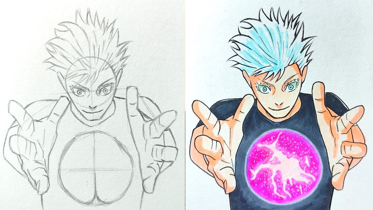 Easy How to draw Gojo Hollow Purple | pencil sketch | how to draw anime ...