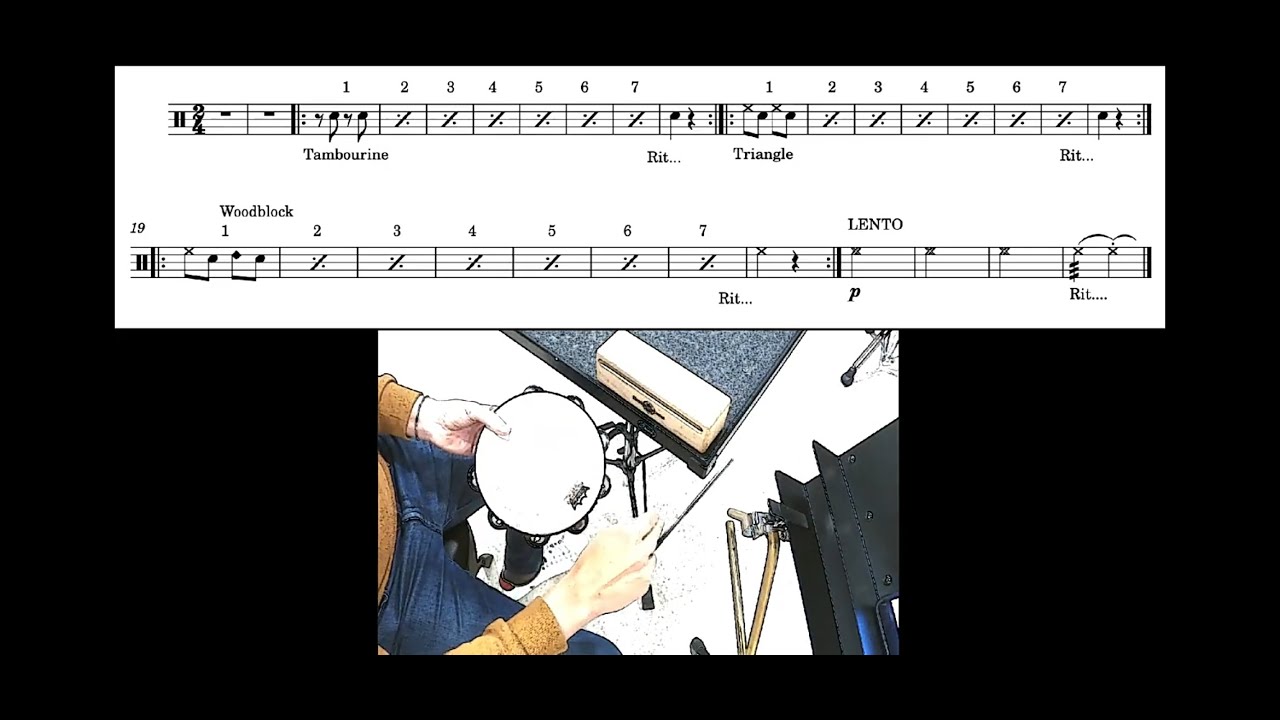 Lesson for TAMBOURINE, TRIANGLE AND WOODBLOCK with music - YouTube
