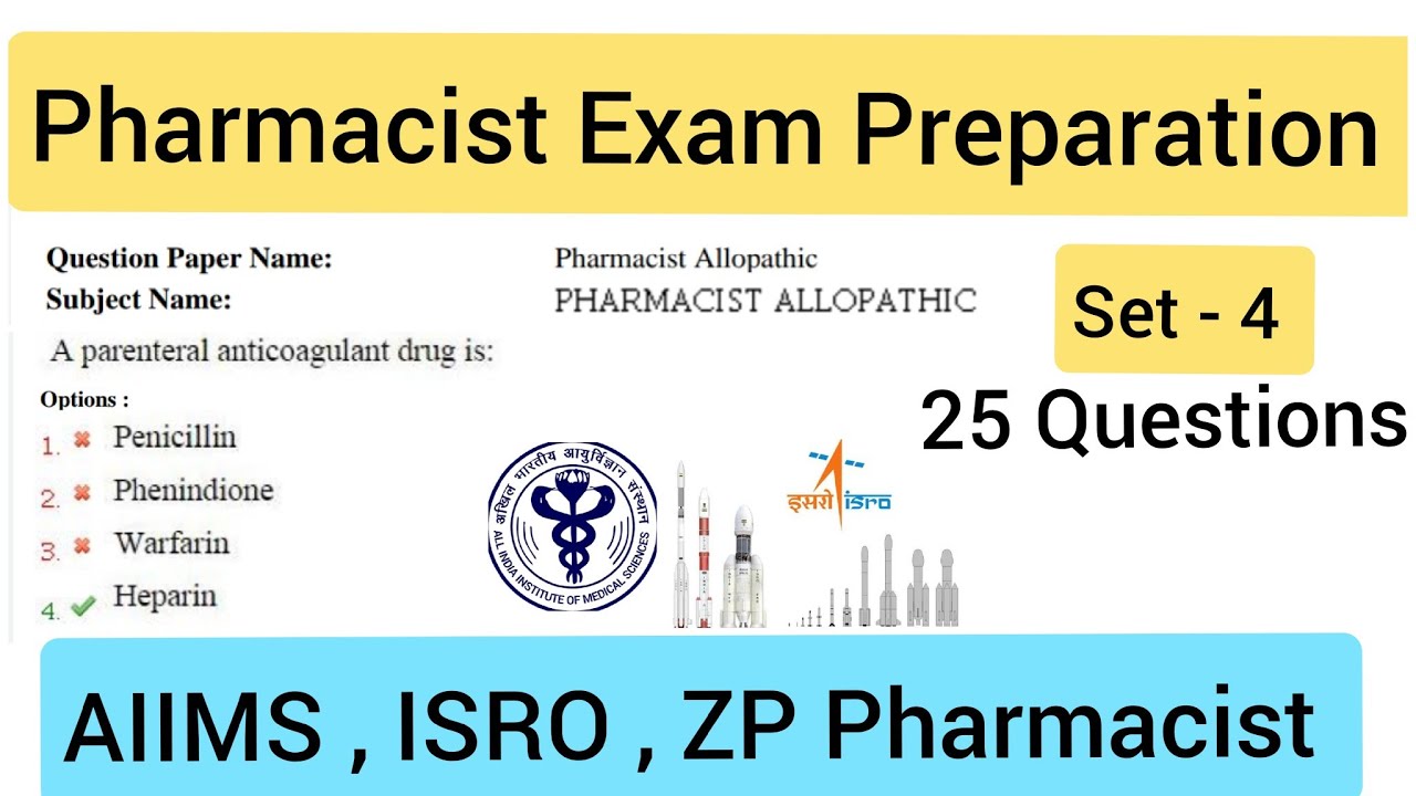 Pharmacist Exam preparation / Set 4 (25 MCQ) / ESIC Pharmacist exam ...