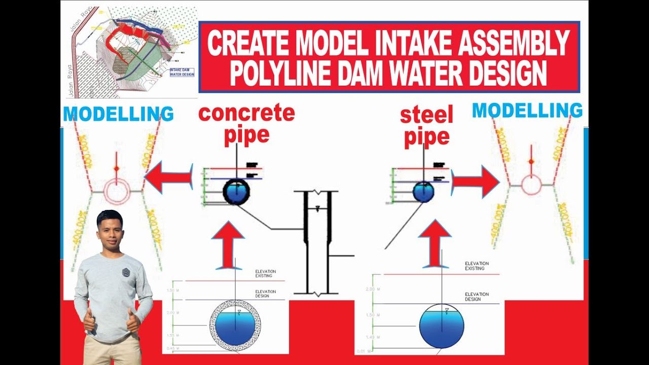 DAM WATER-MODELLING PIPE INTAKE Embung Dari Assembly Polyline - YouTube
