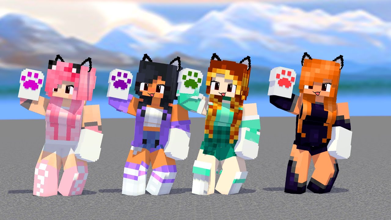 COUPLE SHUFFLE DANCE APHMAU AND CREW SWEET GIRLS - MINECRAFT ANIMATION ...