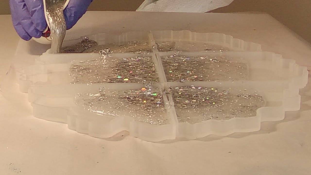Silver Sparkle Madness Resin Coasters Using Affordable Let's Resin Mold ...