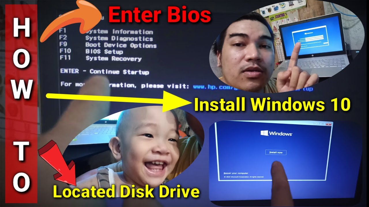 How to Format and install Windows 10 and Enter bios on Laptop/PC ...