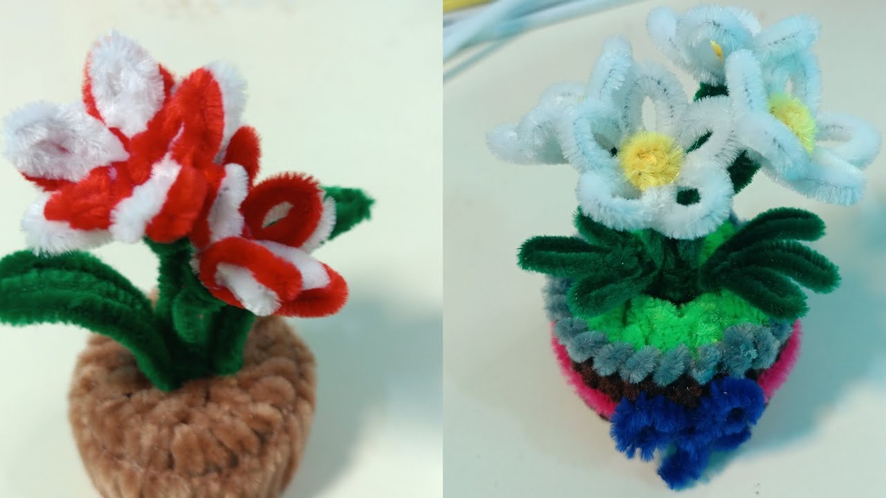 DIY | Easy Pipe Cleaner Wire Flower Making | How To Make Flower With ...